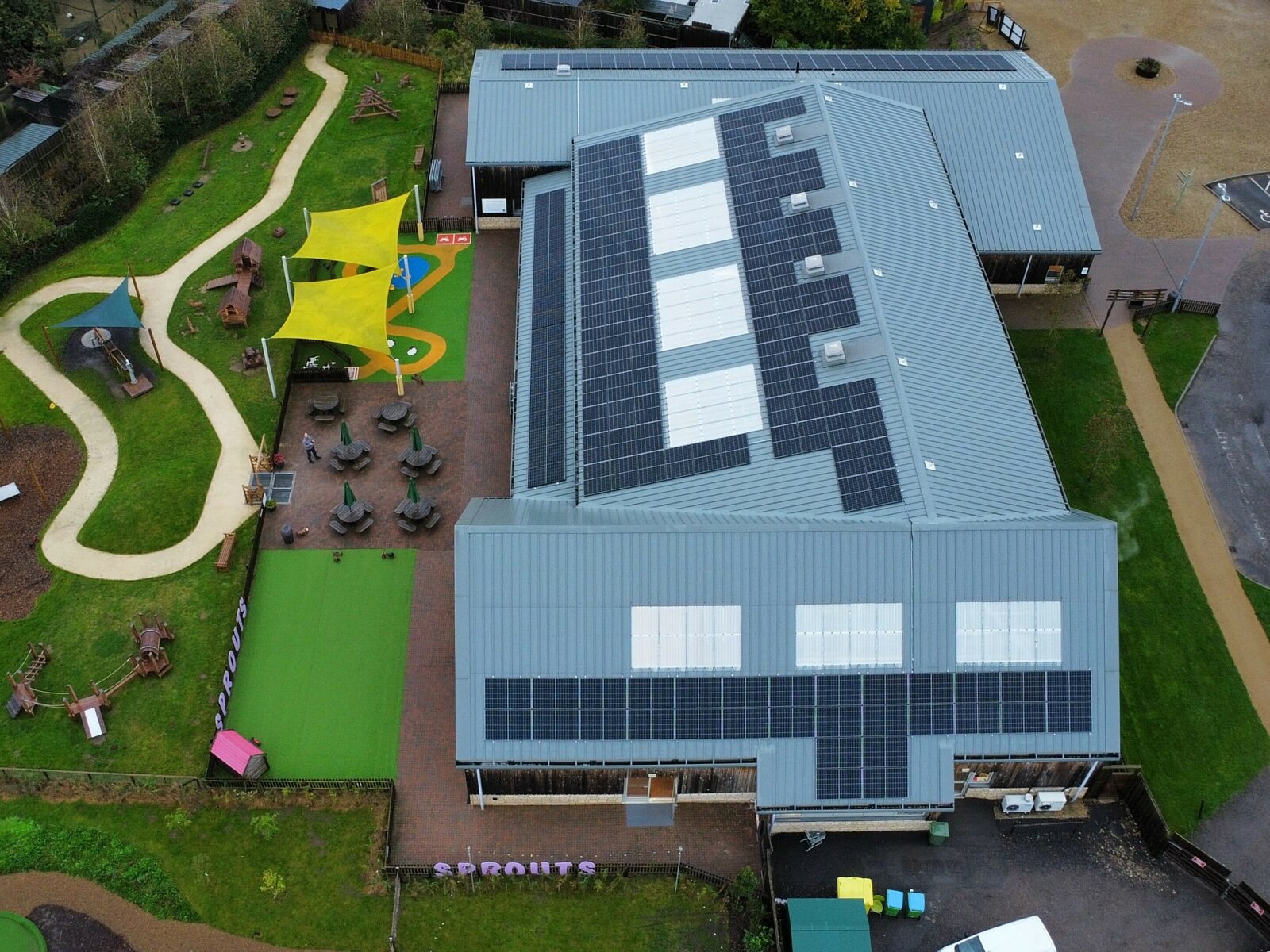 Roof-Mounted Solar Array Installation for Sprouts Play Barn in…